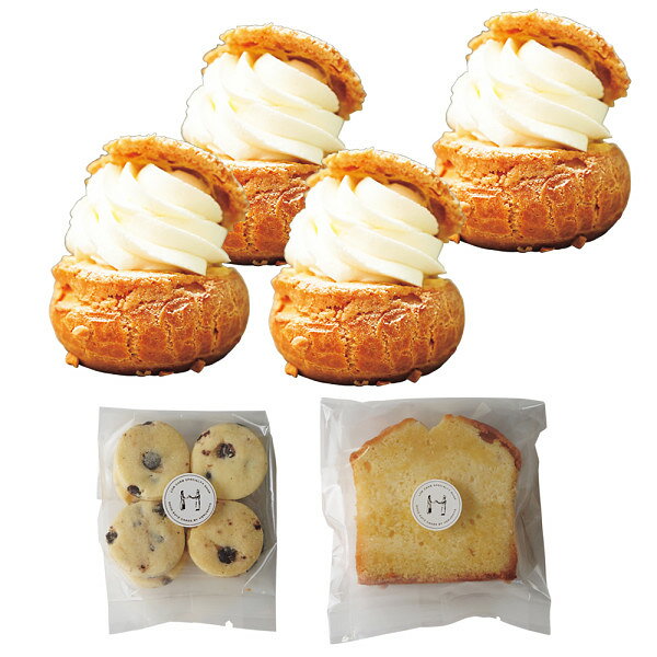 サクサクのクッキーシューに、カスタードとホイップを重ねたWクリーム。濃厚なのに驚くほど軽やか。罪悪感なく楽しめる、GOOD　EATZ自慢の罪なきシュークリーム。焼き菓子は、やわらかくて食べやすいパウンドケーキのカットとミニクッキーをご用意。...
