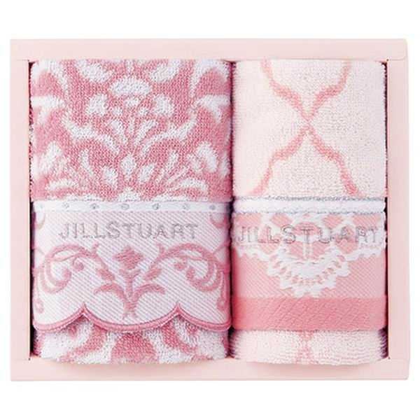 ●商品説明：ロゴ刺繍と織り込まれたラメ糸がキラキラとしたJILL　STUARTらしいタオルギフトです。　ブーケのようなダマスク柄とシンプルなタイル模様のエレガントなタオルに、　繊細な花柄のギフトボックスはとても可愛く写真映えもバッチリ。　フ...