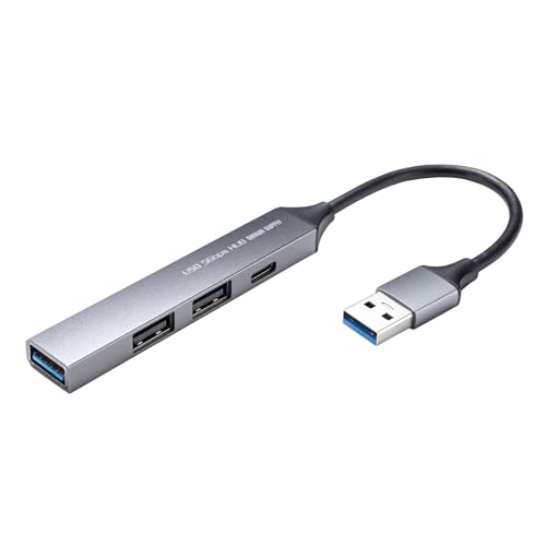 USB A×3+Type-C×1ガンメタ/USB A接続/USB-5H25GM・Size:USB A接続Style:USB A×3+Type-C×1・パッケージ個数:1・超スリムで持ち運びに便利なUSB 5Gbps 4ポートUSBハブです。...
