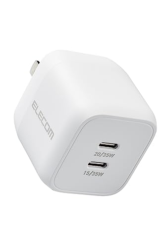 1)充電器単体ホワイト/2)USB-C×2ポート/EC-AC4135WH・Size:2)USB-C×2ポートStyle:1)充電器単体・パッケージ個数:1・USB Type-C(TM)(USB-C(TM))ポートを2ポート搭載し対応するスマ...