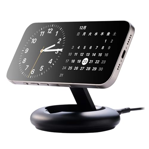 1)単品ブラック/-/EC-MA08BK・Color:ブラックStyle:1)単品・パッケージ個数:1・マグネットで固定するだけでQi2対応スマートフォンを高速充電できる、Qi2規格ワイヤレス充電スタンドです。最大出力15WでiPhoneを...