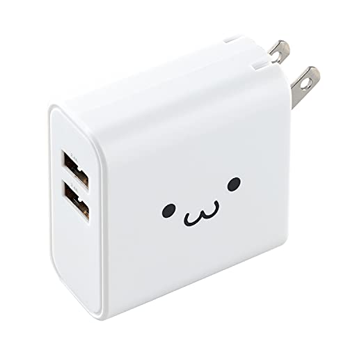 充電器ホワイトフェイス/-/EC-AC03WF・Color:ホワイトフェイスStyle:充電器・パッケージ個数:1・スマートフォンやタブレットに付属もしくは対応する充電用USBケーブルを使用して、各ポート12W(5V/2.4A)、合計24W...