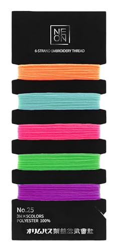 POP/-/NE-C2・Color:POP・パッケージ個数:1・セット内容：NEON 25番 刺しゅう糸 各3m×5色・品質：ポリエステル100％・適正針：フランス針・クロス針・ネオン感のある圧倒的発色です。柔らかく糸すべりの良い刺しごこち...