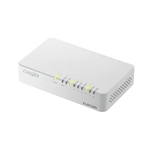 スイッチングハブホワイト/8ポート/EHC-G08PA2-JW・Color:ホワイトStyle:スイッチングハブ・パッケージ個数:1・非通信時のポートへの電力供給をカットする省電力機能で、約82%節電※が可能な1000BASE-T対応の電源...
