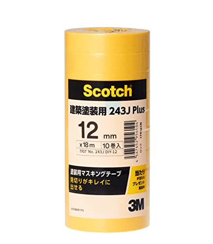 複数個パックタイプ(243J Plus)黄色/幅12mm/243JDIY-12・Size:幅12mmStyle:複数個パックタイプ(243J Plus)・パッケージ個数:1・曲線部に沿ってキレイに貼ることができる。・はがした際にのり残りがほ...