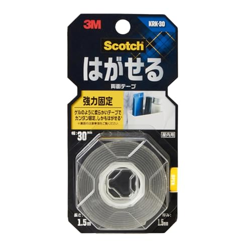 2. 長さ1.5mクリア/30mm × 1.5m × 1.5mm/KRK-30・Style:2. 長さ1.5m・パッケージ個数:1・【ゲルのように柔らかいテープ】アクリル系基材の柔らかい両面テープが、色々な素材にしっかりつき、あとからはがす...