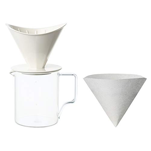 ホワイト/4cups/28903.0・Color:ホワイトSize:4cups・パッケージ個数:1・サイズ:W145xD110xH210mm/700ml・素材:[ジャグ]耐熱ガラス、[ブリューワー]磁器、[コットンペーパーフィルター] コッ...
