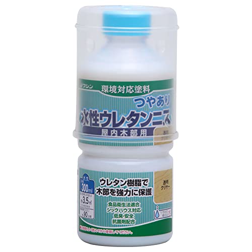 透明クリヤー/300ml/4965405115208・パッケージ個数:1・色:透明クリヤー・容量:300ml・塗り面積(2回塗り):約3.5m2(畳の枚数約2枚)、乾燥時間:約90分(20度)・うすめ液:水(原液のままでも使用可)・ホルムア...