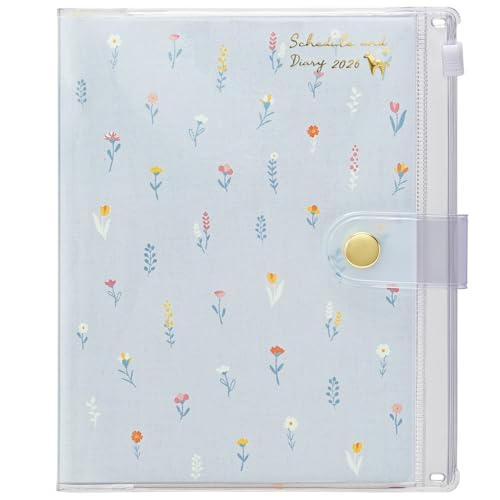 小花ラベンダーグレー（透明カバー）/A6/140SHA・Color:小花ラベンダーグレー（透明カバー）・パッケージ個数:1・【家計簿付き手帳 A6週間】お金の管理ができる手帳・【特徴】月間（ブロック式カレンダー）＋週間（見開き1週間）、月間...