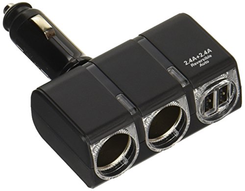なし/1個 (x 1)/EM-144・PatternName:EM-144・パッケージ個数:1・12V2連ソケットと5V/2.4AのUSB2ポート(合計4.8A)を搭載・接続USB機器を自動判別し、それぞれに最適な電流で充電できる・首振り機...