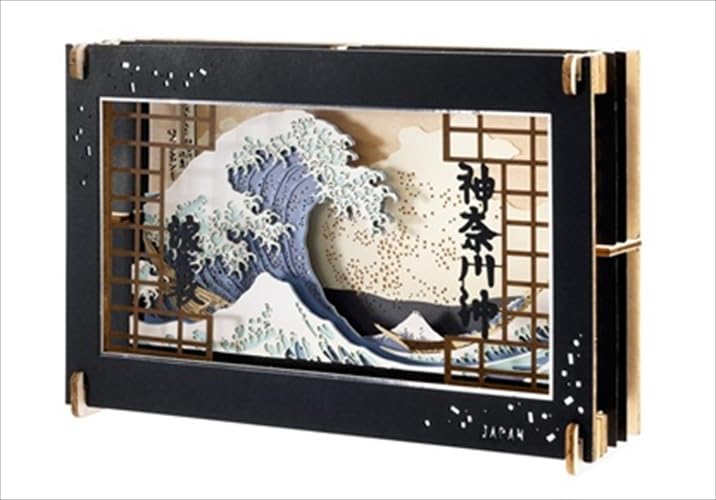 -/-/PT-WL36・商品サイズ：約H100×W152×D42mm商品紹介 ペーパーシアター スタンド イラスト ペーパークラフト 紙工作 キット 工作 手作り 3Dパズル 立体パズル 紙製クラフト ペーパーパズル 浮世絵 富士山 波 安...