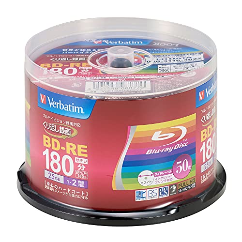 50枚スピンドルホワイト/くり返し録画 25GB/VBE130NP50SV1・Size:くり返し録画 25GBStyle:50枚スピンドル・パッケージ個数:1・品種:録画用 BD-RE(25GB)・くり返し録画用・録画時間:地デジ 180分...
