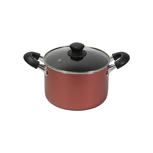 寸胴鍋レッド/4.1 L/HB-6970・Size:4.1 LStyle:寸胴鍋・パッケージ個数:1・製品サイズ:(約)幅33×奥行21×高さ19cm、鍋の深さ:(約)13cm・製品重量:(約)1.2kg・本体 表面加工:内面/ふっ素樹脂塗...