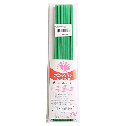 6コールグリーン/4mm幅×30m巻/F10-COL6-G・Color:グリーンStyle:6コール・パッケージ個数:1・本体サイズ: 4mm幅×30m巻 6コール・素材: ゴム: 天然ゴム 糸: ポリエステル100%・入数: 30m巻・生...