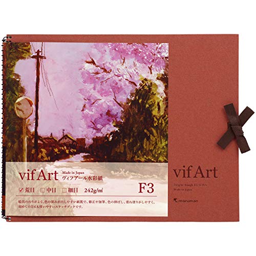 荒目荒目 表紙:レッド/F3/S13VA・Size:F3Color:荒目 表紙:レッド・パッケージ個数:1・ヴィフアール水彩紙はマルマンが開発した『手軽に水彩を楽しめる』国産水彩紙です。・荒目は陰影を表現しやすく、大まかな線描から風景画など...
