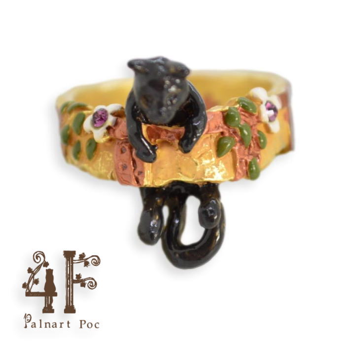 ★商品情報★ ・ブランド ：4F フィーアエフ Palnart Poc パルナートポック ・商品名　 ：クララ・シンクレア リング ・素材　　 ：真鍮 カットガラス ・サイズ　 ：9号 黒猫のクララは好奇心旺盛でちょっぴりやんちゃな子猫。 ...