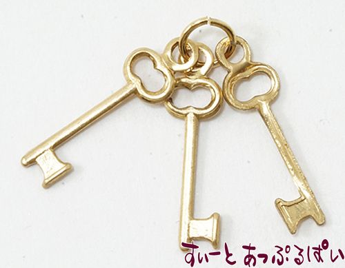 こちらは、リングを外せば、鍵がバラバラになります。壁に下げたり、ドールに持たせたりして、さりげなく臨場感を出しちゃってください！金属製です。鍵のサイズ：12x3ミリ。