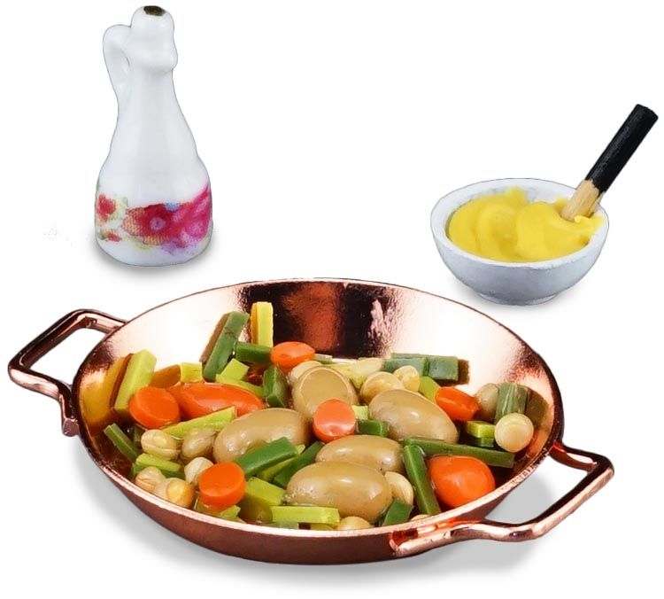 ドイツロイター社製のミニチュアです。やっぱりドイツと言えば、ポテト料理ですよね?！それにしても、横に添えられた黄色い調味料が気になりますよね？！マスタードでしょうか？？あんまり入れないでおくれ?…なんて、このミニチュアのあまりの臨場感に、一...