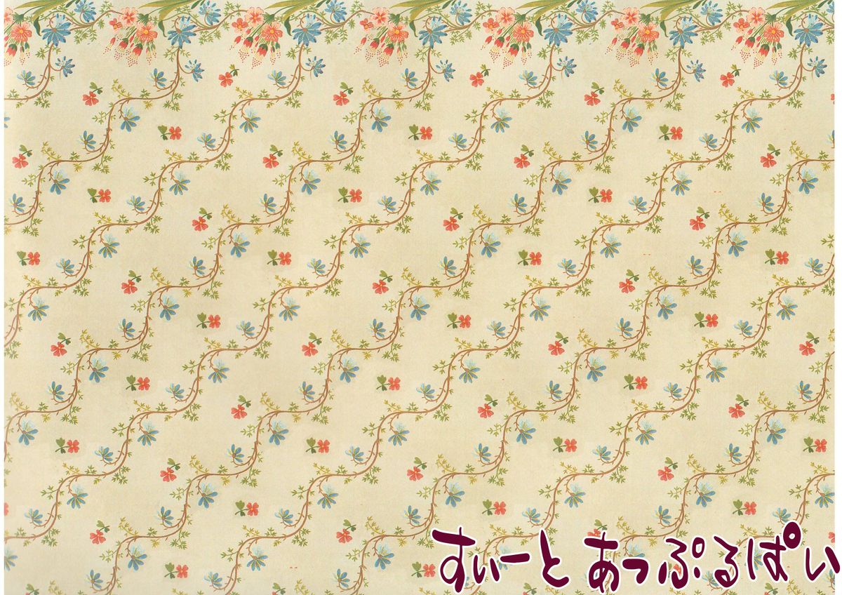 スペイン製のドールハウス用壁紙です。あなたのドールハウスに！サイズ：横475x縦225mm。※壁紙と厚さ3cmまでの商品だけでしたら、クリックポスト260円でお送りできます。ストライプ柄は縦方向になります。画像は商品の一部です。