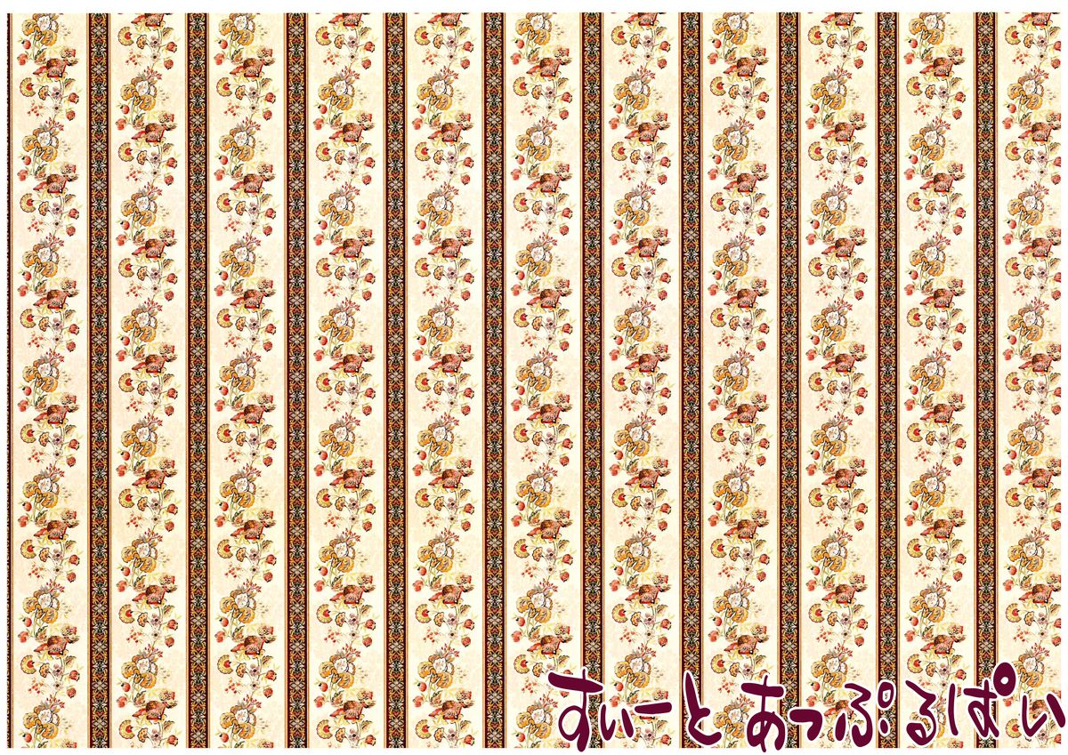 スペイン製のドールハウス用壁紙です。スケールは1/12です。サイズ：432 x 260ミリ。 しっかりとした厚紙に印刷されており、表面はつるつるしています。厚みがあるので、折り曲げれば自立します※定形外郵便かゆうパケットご希望の場合は、3セ...