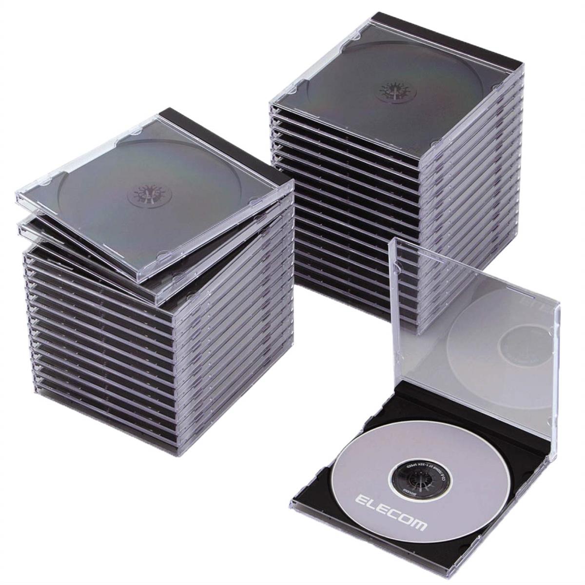 サイズ：30枚◆商品名：エレコム CD/DVDプラケース/1枚収納/30パック/ブラック厚さ10.4mmの標準タイプ。インデックスカードだけでなく背ラベルも収納できる標準タイプのBluーray/D V D/CDケース。収容メディア:Bluー...
