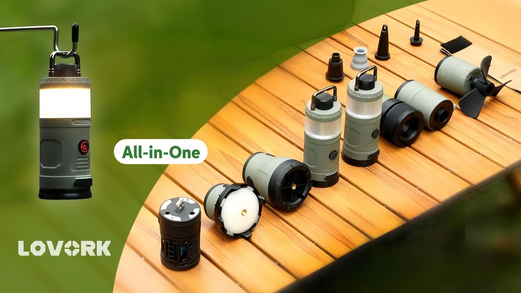 【LOVORK 7in1 モジュール式 多機能キャンプランタン フルセット】 キャンプから防災まで、これ1台。 LOVORKが提案する「7つの機能」を集約した、モジュール式多機能LEDランタンのフルセットモデルです。 本製品は、ランタン本体...