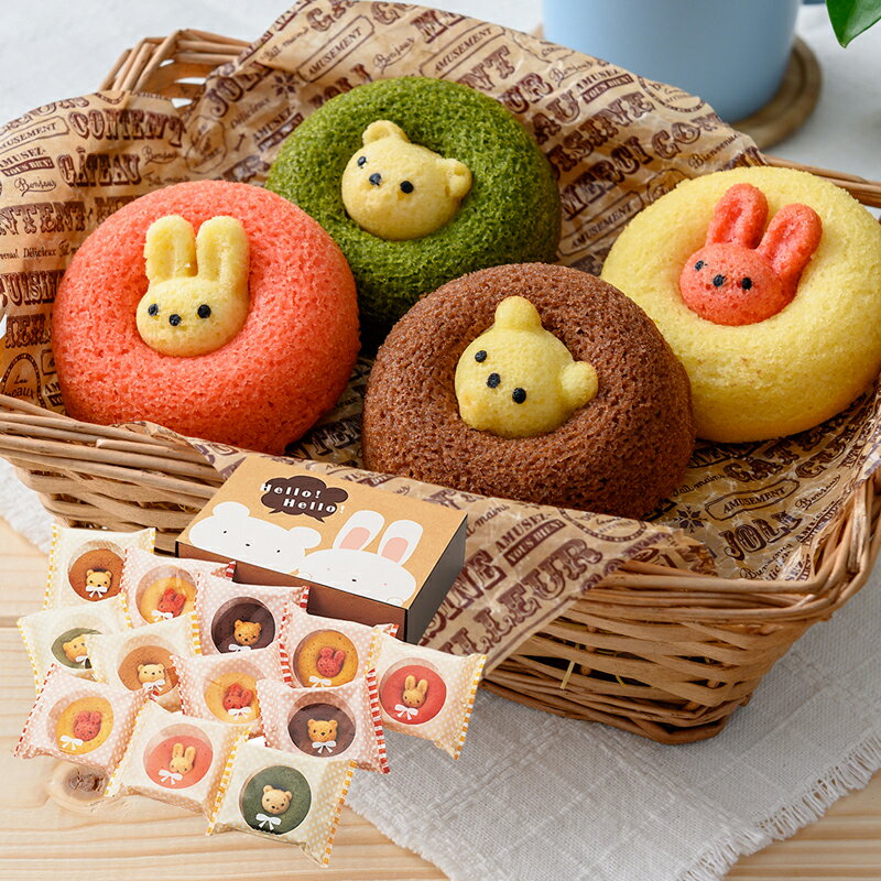 ●商品内容 うさぎイチゴ・うさぎプレーン・うさぎバナナ・くまチョコ・くま抹茶・くまキャラメル×各2個 ●パッケージサイズ：302×210×85 mm ●賞味期限：製造日より60日 焼菓子専門工房で作る国産小麦100％の焼きドーナツ。真ん中か...