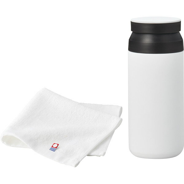 ●商品内容 ボトル(容量=約350ml)・ウオッシュタオル各1 ●現品(ボトル)約5.5φ×16.7cm・(ウォッシュタオル)約34×30cm ●ボトル=ステンレス鋼・シリコン・ポリプロピレン、ウオッシュタオル=綿100% ●パッケージサイ...