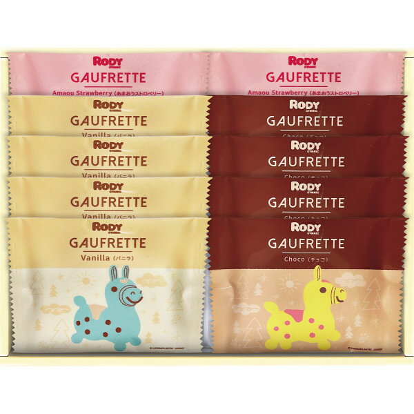 ●商品内容 ゴーフレット(あまおう苺×2、チョコ・バニラ×各4) ●パッケージサイズ：25.5×18.5×4 cm 210g ●賞味期限：製造日より180日 あまおう苺に、チョコとバニラの3種類のゴーフレットをかわいいロディでお届けしますギ...