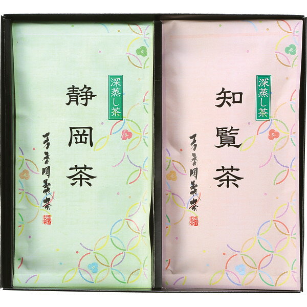 ●商品内容 静岡深蒸し煎茶・知覧深蒸し煎茶 各60g×1 ●パッケージサイズ：24.5×22.5×3 cm 280g ●賞味期限：製造日より365日 有名茶処 静岡茶と知覧茶の詰合せです。渋み・旨味・甘味のバランスがとれた静岡深蒸し煎茶と爽...