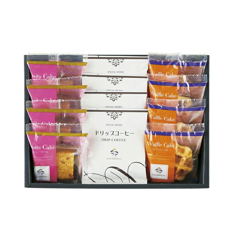 ●商品内容 フルーツケーキ(カット)×4・ワッフルケーキ(プレーン)×4・ドリップコーヒー1杯分×4 【卵・乳成分・小麦】 ●パッケージサイズ：箱205×280×55mm ●賞味期限：製造日から210日間 横浜のシンボルタワーでもある「横浜...