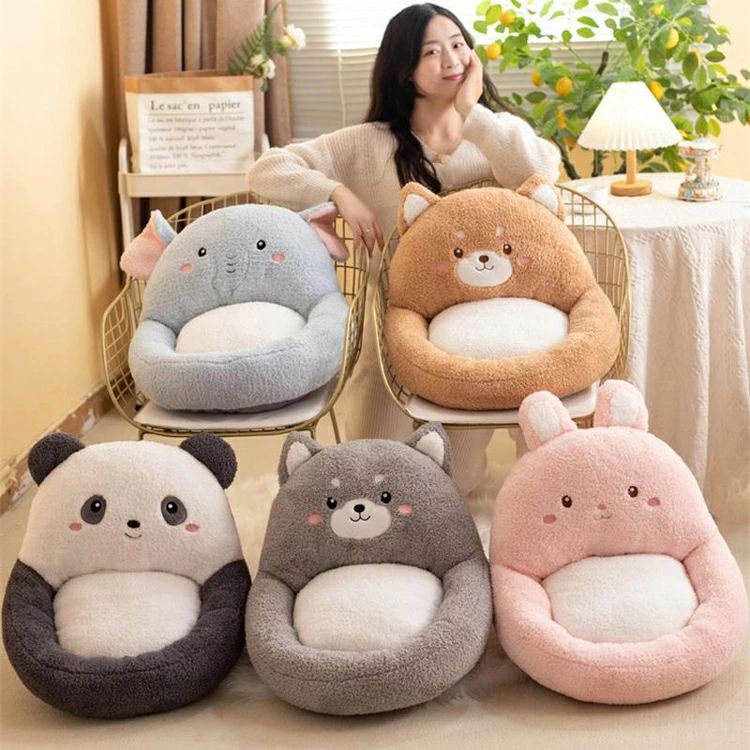 【商品コード】：y813494 【カラー】 ピンク、ブラック、グレー、ブルー、ブラウン ウサギ、パンダ、ゾウ、ハスキー、柴犬 材質：ショートウール+pp綿 サイズ：:長さ60*幅45*高さ35cm、ざせきふかさ33cm（長さ測定は、背もたれ...