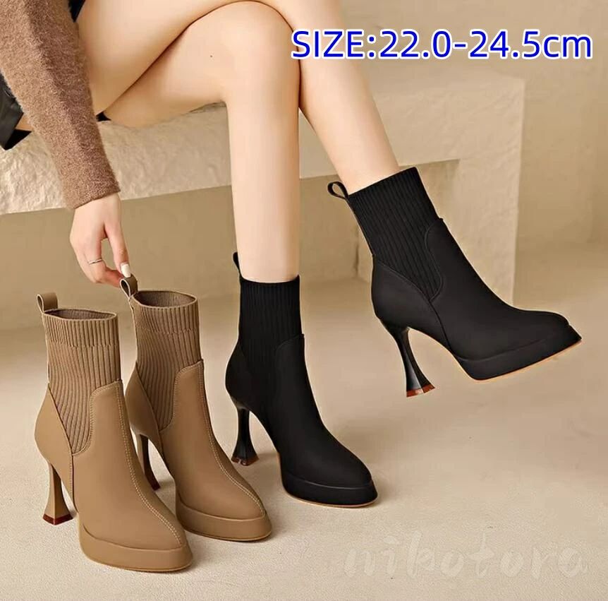 商品名 ショートブーツ lady-1753 商品詳細 ヒール：9cm 色：ブラック、カーキ セット内容：靴 ●季節感：：秋冬 ●スタイル：ファッション 通勤、カジュアル 大人気！おしゃれなアイテム♪ 輸入等の際に発生致します靴箱潰れや靴箱脱...