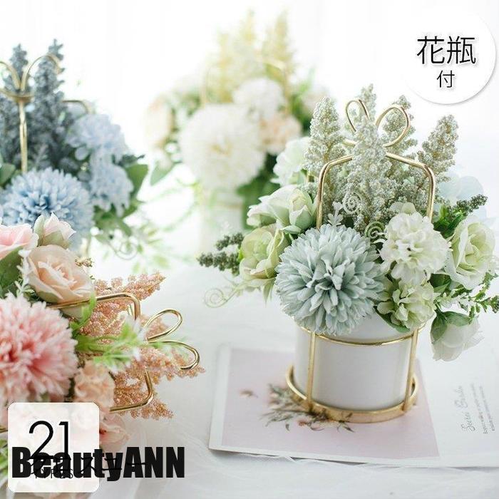 造花 インテリア 花瓶付き フラワーアレンジメント ブーケ パーツ 大きい 仏花 プレゼント ギフト 引越し祝い 結婚祝い 退職祝い アートフラワー フェミニン ラグジュアリー ブルー グリーン ピンク パープル イエロー 北欧 寝室 都会...