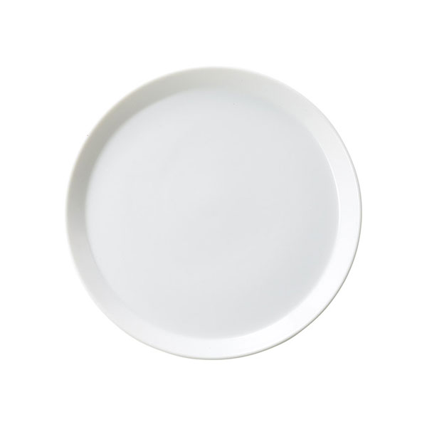 見込みとリムを一体化した スタイリッシュな造形は 個性という魅力を享受してくれます。 直径20.2cm×高さ1.4cm 電子レンジ　OK 食器洗浄機　OK 材質：磁器（特白磁） 日本製