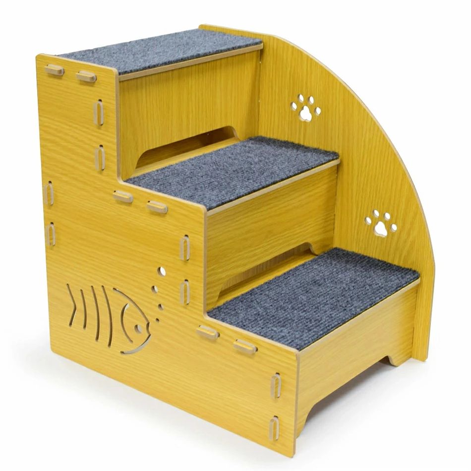 【サイズ】 ?外寸：約奥行33*横幅26.5*高さ32.5cm ?滑り止めマット：奥行10*横幅23.5cm ?段の高さ：約11cm/段 ?ペットの種類：小型 ?重量：約1357g ?パッケージ内容：サイド板*2、滑り止めパッド付板*3、階...