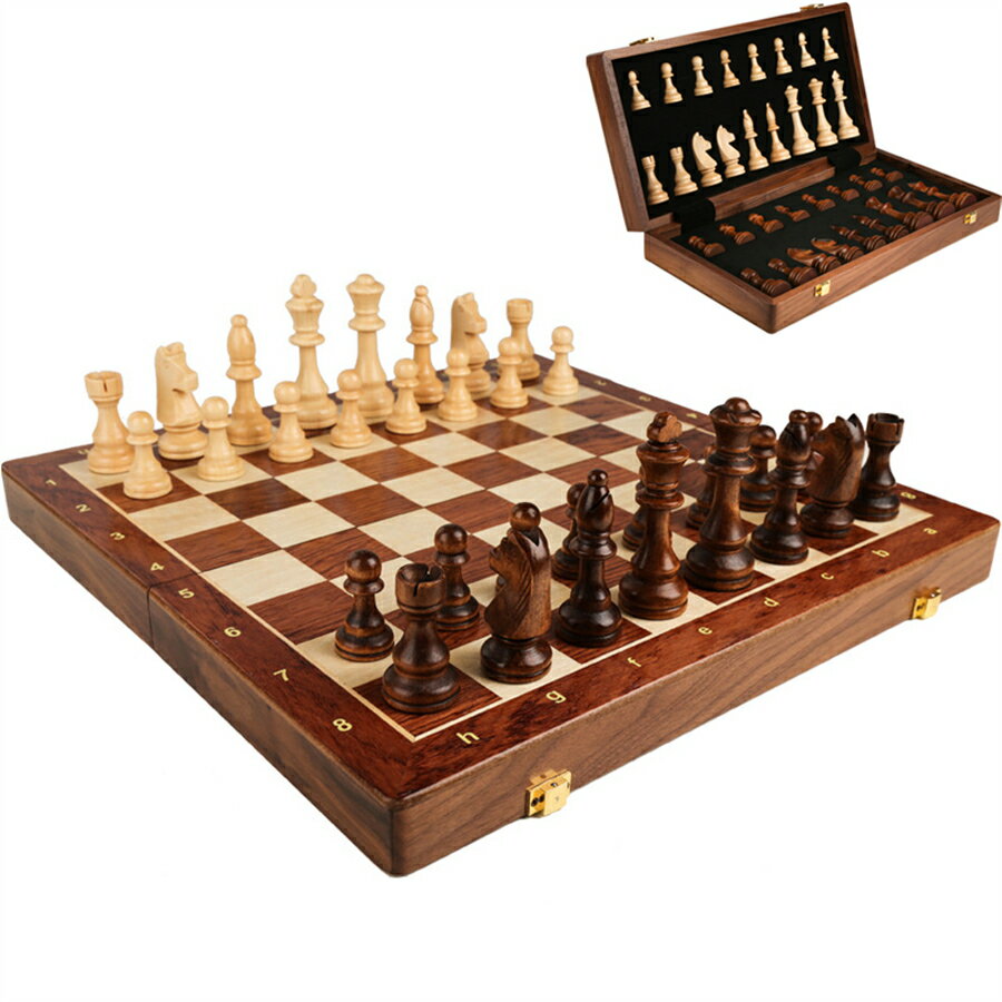 材料-無垢材、絶妙で持ち運びが簡単 保管-チェスの駒を保管するための個別のスロット。 手作り-折りたたみ式木製チェス盤。 完璧なギフト-子供と友人や親との関係を促進し、屋内と屋外に適したボードゲームを共有します。学校、家族、キャンプ、旅行で...