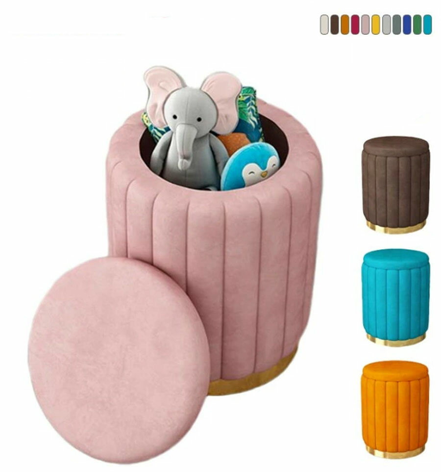 商品内容 ・コロンとした形が可愛らしい円柱形のスツールです。 ・座面を外すと収納でき便利なスツール。 ・オットマンとしても使用できます。 ・肌触りの良い素材で、女性らしく上品かつ、足元のゴールドと相まって高級感のある仕上がりとなっています。...