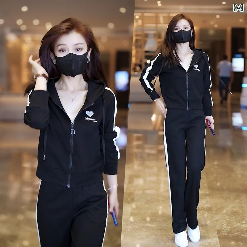 スポーツウェア スーツ レディース 春の カジュアル カーディガン 野球 ジャケット 2 点 セット 春と 秋素材: 綿サイズ：M [推奨80～105斤] L [推奨106～115斤] XL [推奨116～125斤] 2XL [推奨126～...