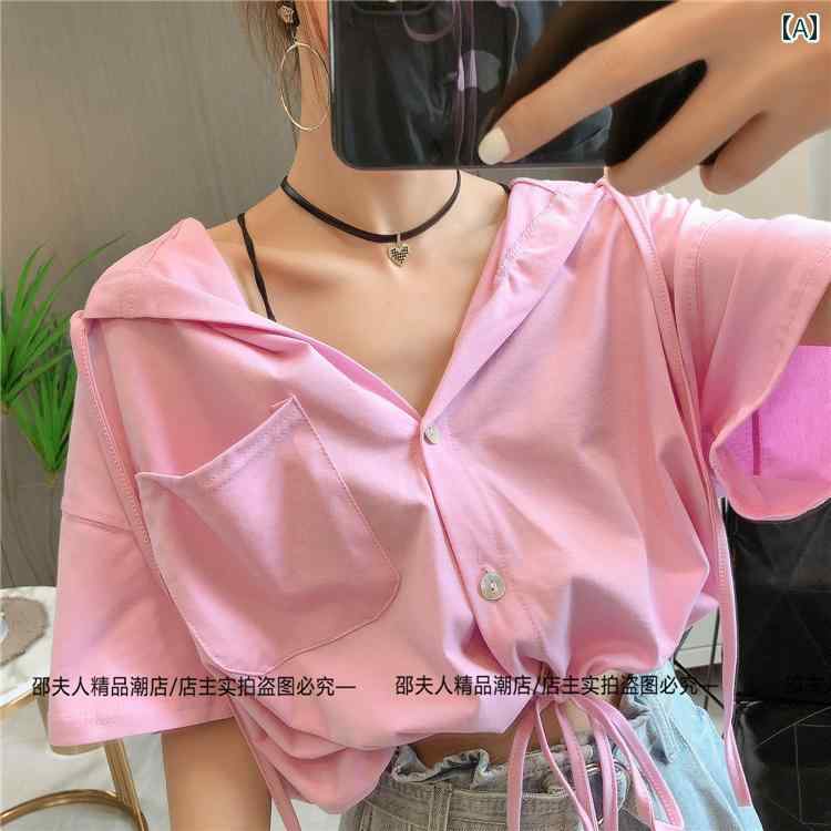 シャオ 夫人 フード 付き 半袖 カーディガン T シャツ 女性 スリム 夏 ショート カジュアル 薄い トップ コートサイズ:ML襟のタイプ: フード付き原色: パープル.ホワイト.ブラック.グレー.グリーン適用季節：夏袖丈:半袖長さ: ...