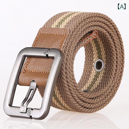 メンズ レディース キャンバス ベルト カジュアル ビジネス ジーンズ ピン バックル ベルト アウトドア 学生 韓国: ディフェイオーリメイン素材: キャンバス: 対象性別：男性: ベルトボディ要素: レース織り文字マットリボン太いライン...