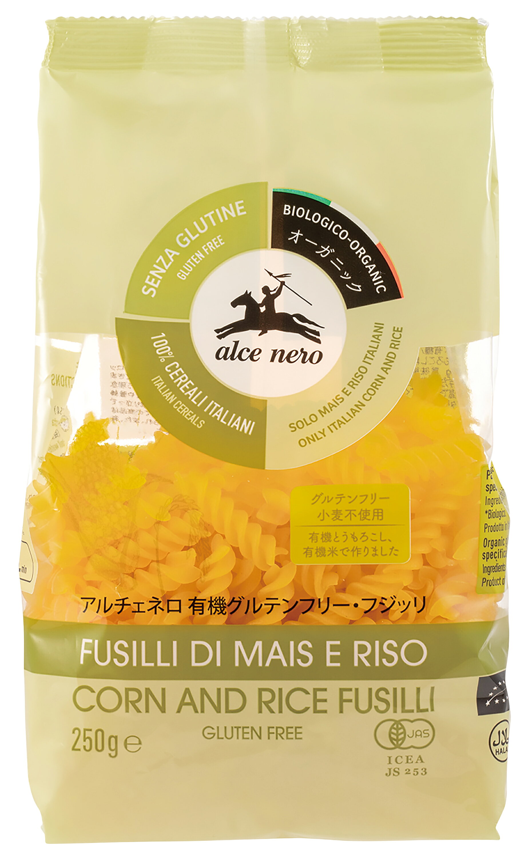 ■内容量：250g ■開封前賞味期間：常温で3年 ■原材料：有機とうもろこし粉[有機とうもろこし(イタリア)]、有機米粉[有機米(イタリア)] ■配送方法：常温 ■メーカー：日仏貿易株式会社 ◆フジッリとは、らせん状の形をしたショートパスタ...