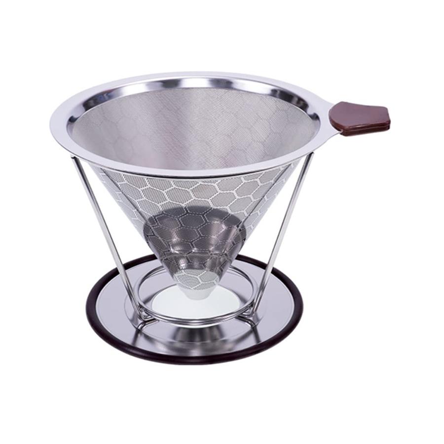 1.【BetterBrewing＆304ステンレス鋼】：ポアオーバーコーヒーフィルターは、高品質（304）ステンレス鋼でできており、ペーパーレスで再利用可能です。フィルターカップは2層メッシュで設計されており、コーヒーの粉をコーヒーフィルタ...