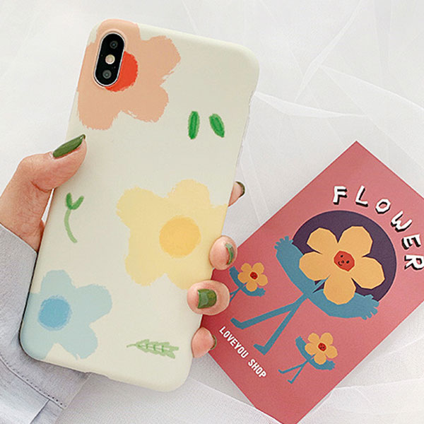&nbsp; iPhone case Flower Drawing iPhone ケース フラワー ドローイング パステル 絵の具 エノグ 花 美術 お絵かき 韓国 ファッション アイフォンXR Xs Max Xs X 8 7 6s 6 8...