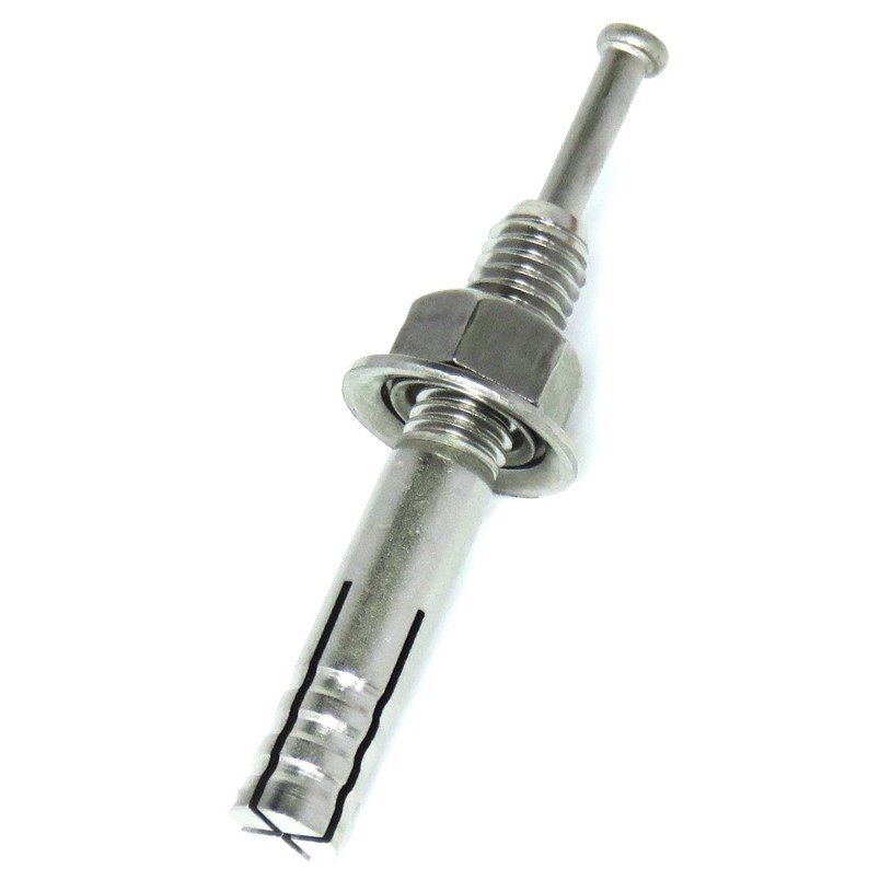 ●サイズ 　・ねじ径：M8 　・全長：50mm 　・ねじ長：20mm 　・最大使用厚：5mm 　・ナット二面：12mm ●下穴 　・穿孔径：8.5mm 　・穿孔深さ：40mm以上 　・埋込み長さ：35mm以上 ●最大引張荷重：8.2kN ●...