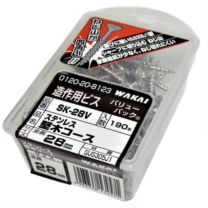●錆に強いSUS305J1製 ●四角いネジ山がシャープに切り込む ●摩擦抵抗が少なく、ねじ切れにくい ※本商品は在庫期間の長い専門資材のため、 　外箱に劣化が見られる場合がございます。 　中身は未使用・新品で、品質確認済みです。