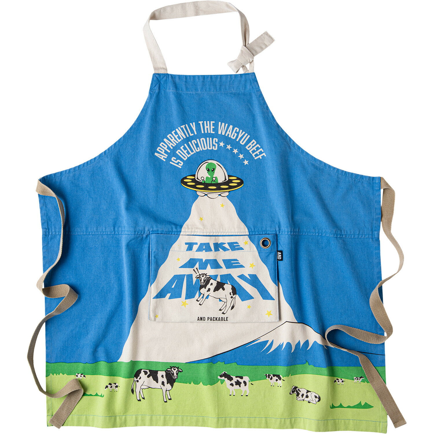 ★ANDPACKABLE PAP エプロン（UFO FARM-BL）★アンドパッカブル APRON ユニセックス カフェ ガーデニング レトロ かわいい 人気 PAPエプロン人気シリーズ♪ これまでのエプロンにはなかったファッション感覚! ...
