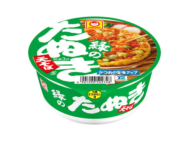 商品情報名称マルちゃん　緑のたぬき　東　カップ97g　 原材料名油揚げめん(小麦粉(国内製造)、そば粉、植物油脂、植物性たん白、食塩、とろろ芋、卵白)、かやく(小えびてんぷら、かまぼこ)、添付調味料(砂糖、食塩、しょうゆ、魚介エキス、たん白...