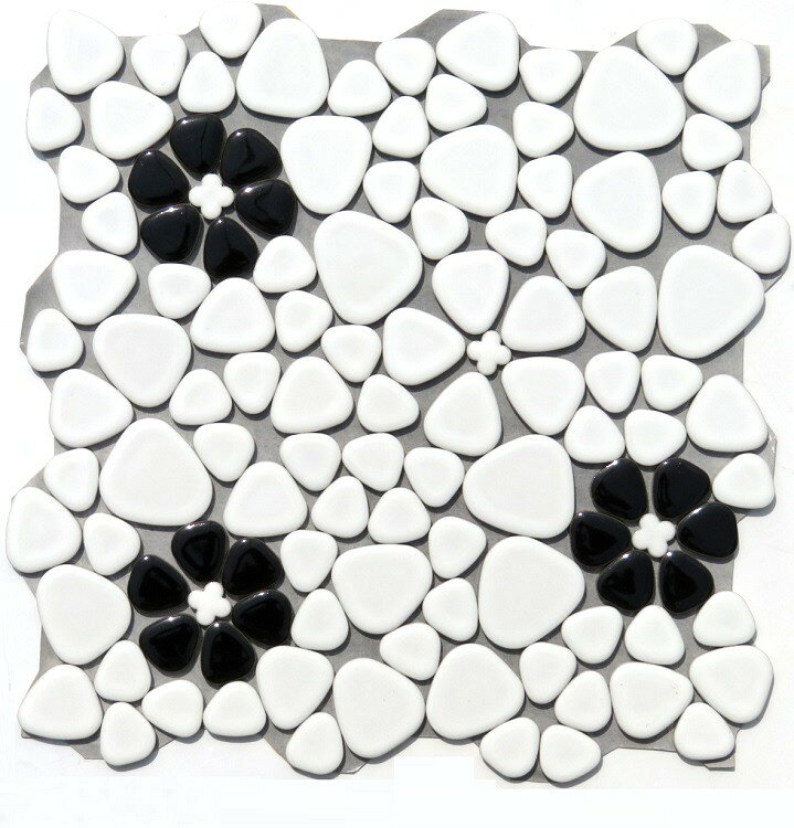 商品説明◎◎ 玉石タイルの中に 可愛い 花柄模様！！◎◎【 種類 】磁器質　 　　施釉　 　　ブライト　 　　表面・紙貼り● 焼物 特有の自然な 色幅があります【 用途 】内装　　　　　床・壁　　　　　寒冷地対応・耐凍害【 1シート・サイズ...