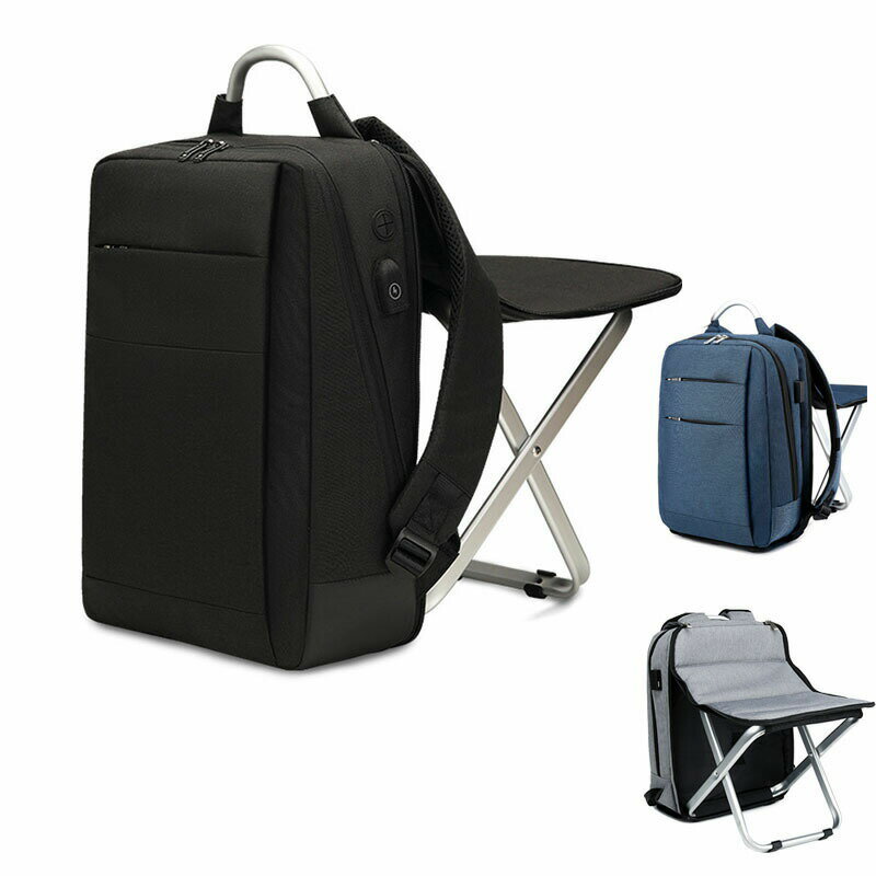 素材: ナイロン アルミカラー:ネイビー、グレー、ブラックサイズ:高さ41cm×横31cm×幅11cm耐荷重:約120kgリュックと椅子の両方が一体化されたバックパックチェアです。15.6インチまでのパソコン、A4サイズの資料及び本を収納す...
